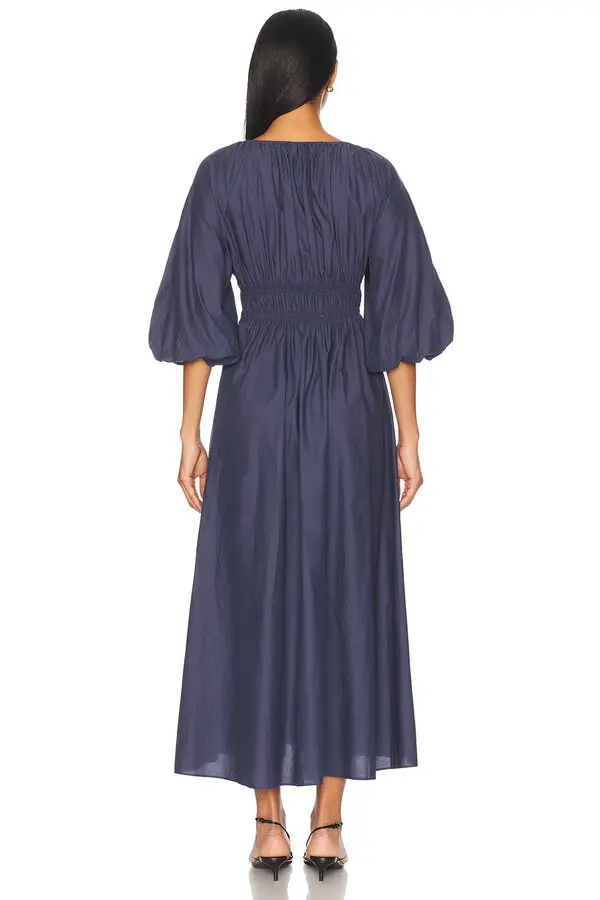 Matteau Shirred Plunge Button Dress - Dusk