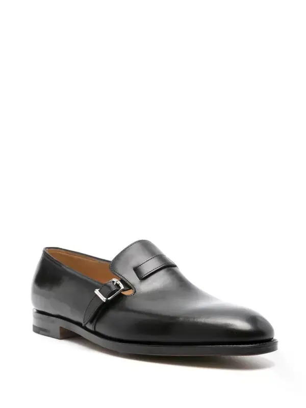 John Lobb Leather Monk Shoes - Black