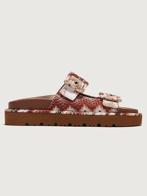 Missoni Clea Slides - Raschel Wave Brown