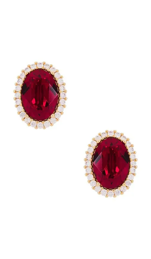 ANTON HEUNIS Omega Clasp Oval Stud Earrings - Red & Gold
