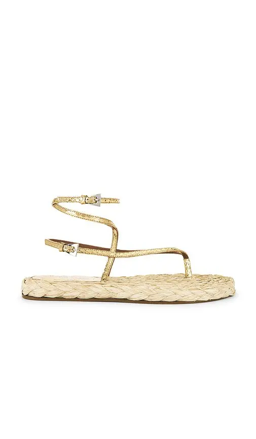 Paris Texas Hydra Flat Sandal - Gold & Naturale