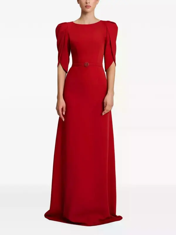 CRISTALLINI Blanca Short-sleeve Maxi Dress - Red