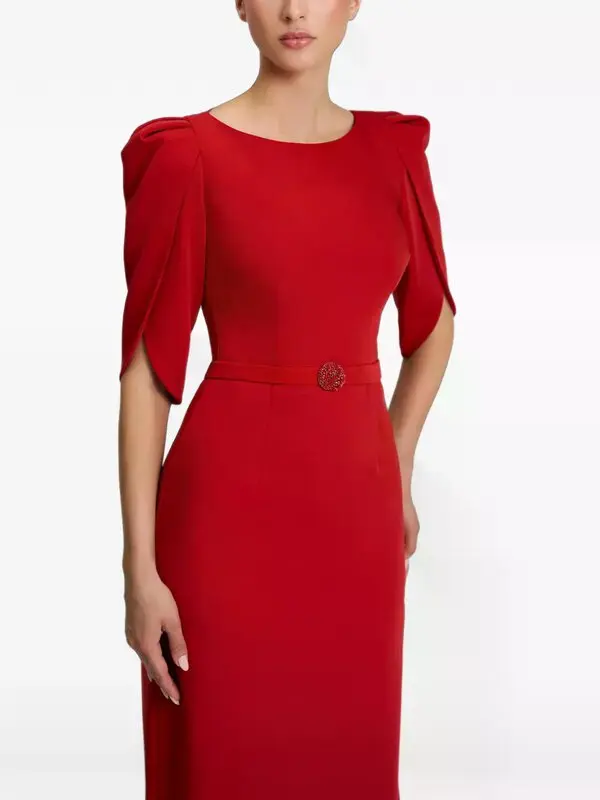 CRISTALLINI Blanca Short-sleeve Maxi Dress - Red