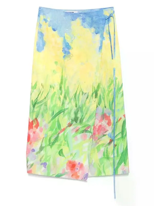 MSGM Floral-print Midi Skirt - Yellow
