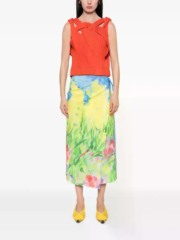MSGM Floral-print Midi Skirt