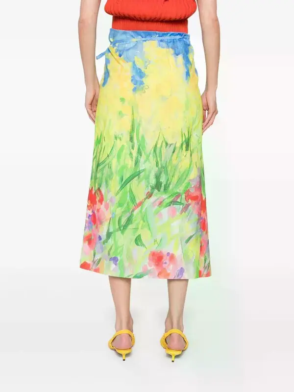MSGM Floral-print Midi Skirt