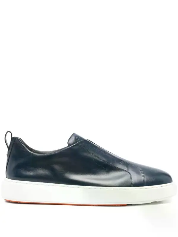 Santoni Leather Sneakers - Blue