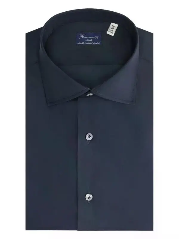 FINAMORE 1925 Classic-collar Button-up Shirt - Blue