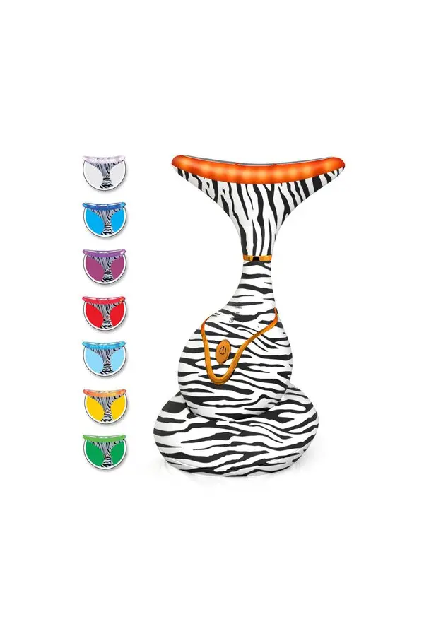GLO24K 7 Color Led Neck &amp Face Massager Deluxe Zebra - Animal Print