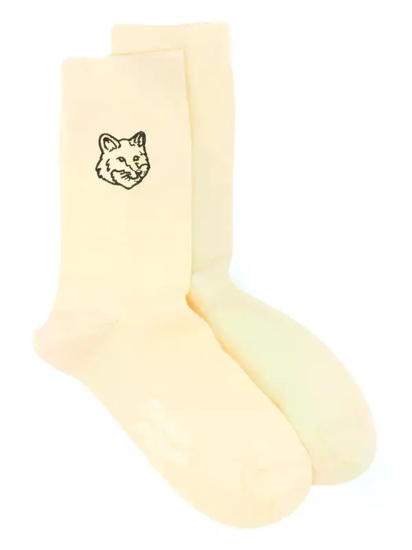 Maison Kitsuné Bold Fox Head Patch Socks - Yellow
