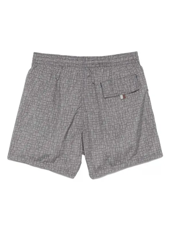 Canali Graphic-print Swim Shorts - Grey