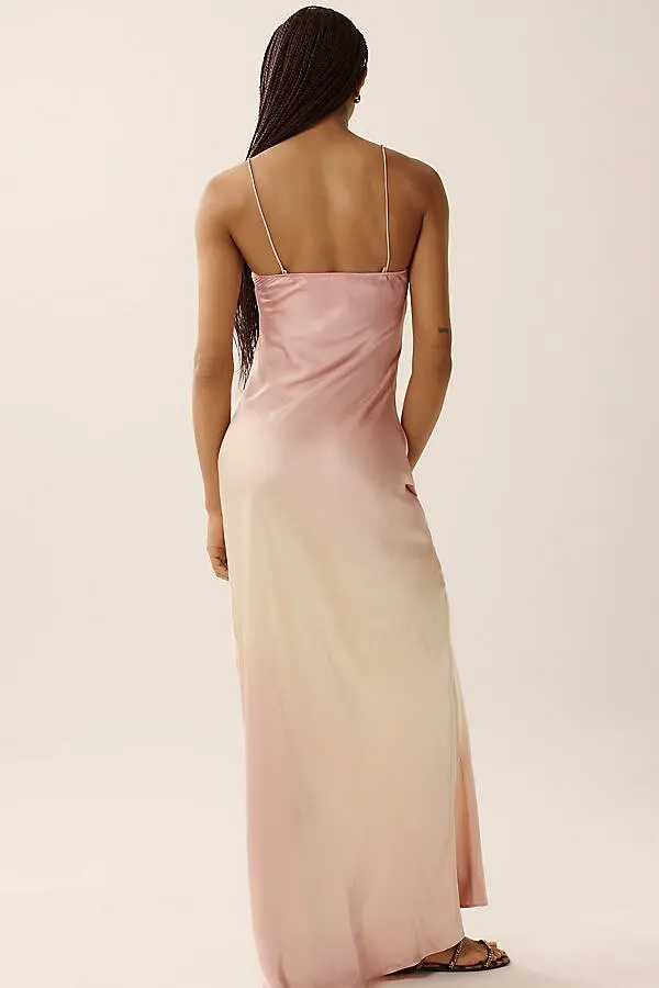 Sleeveless Satin Slip Maxi Dress - Pink