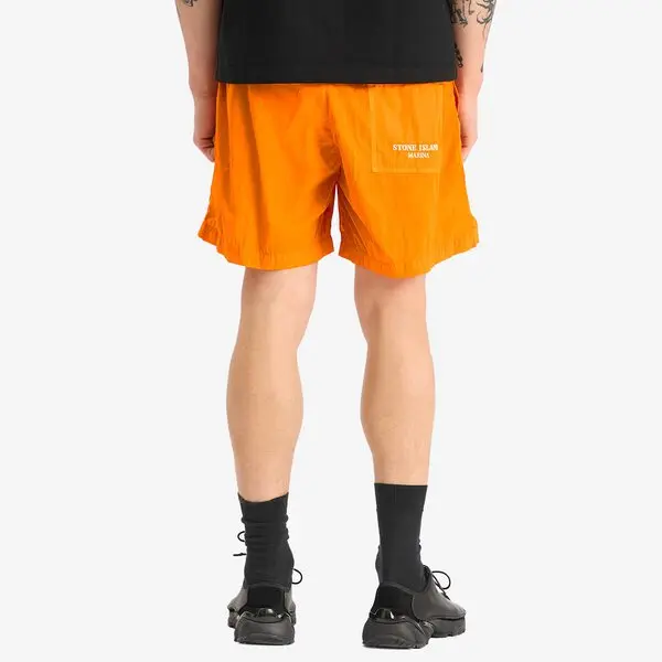 Stone Island Marina Shiny Nylon Swim Shorts Orange Editorialist