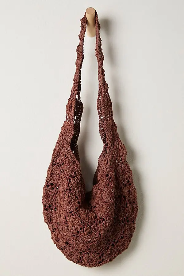 Free People Cotswold Crochet Shoulder Bag - Coffee Bean