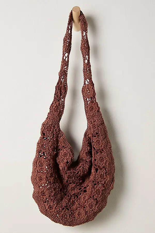 Free People Cotswold Crochet Shoulder Bag - Coffee Bean