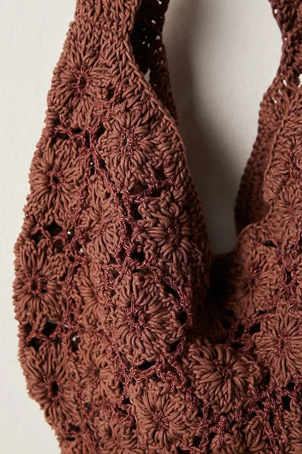 Free People Cotswold Crochet Shoulder Bag - Coffee Bean