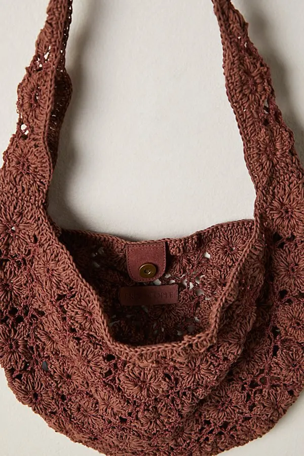 Free People Cotswold Crochet Shoulder Bag - Coffee Bean