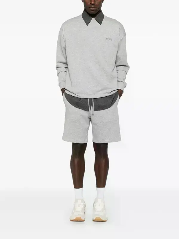 Zegna Logo-embroidered Track Shorts - Grey