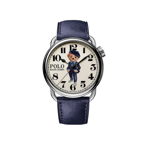 Ralph Lauren 38 Mm Ricky Pinstripes Polo Bear Watch