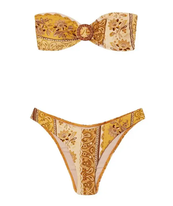Zimmermann Lucky Printed Bandeau Bikini - Yellow