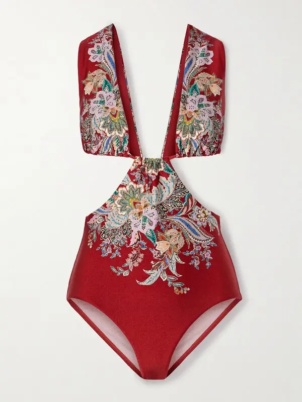 Zimmermann Rhiannon Cutout Printed Swimsuit - Red