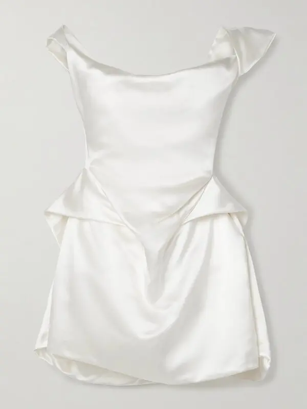 VIVIENNE WESTWOOD Aurora Off-the-shoulder Draped Mini Dress - Neutrals