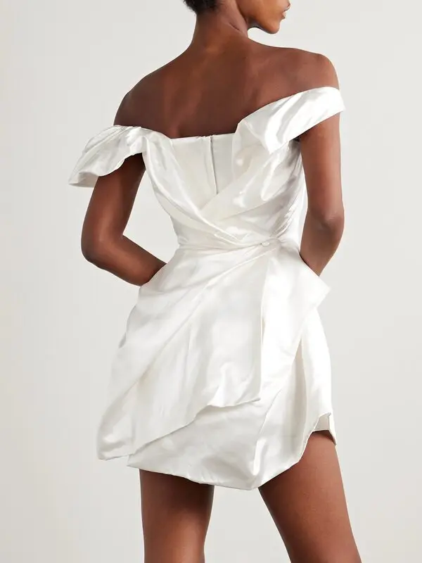 VIVIENNE WESTWOOD Aurora Off-the-shoulder Draped Mini Dress - Neutrals