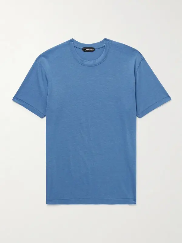 TOM FORD Slim-fit Lyocell And Cotton-blend Jersey T-shirt - Blue