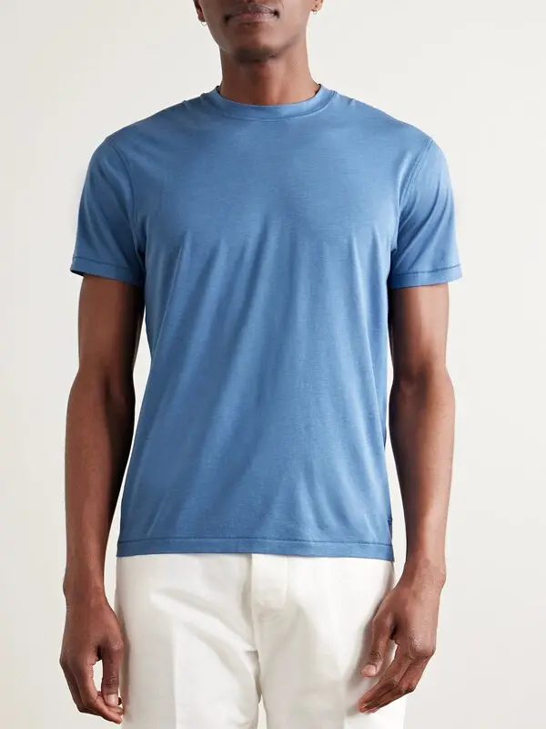 TOM FORD Slim-fit Lyocell And Cotton-blend Jersey T-shirt - Blue