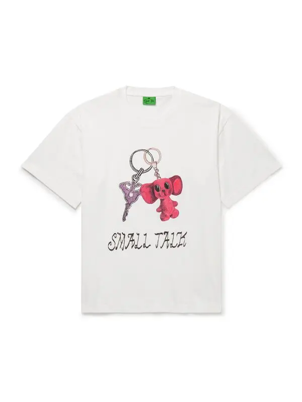 SMALL TALK Logo-print Cotton-blend Jersey T-shirt - White
