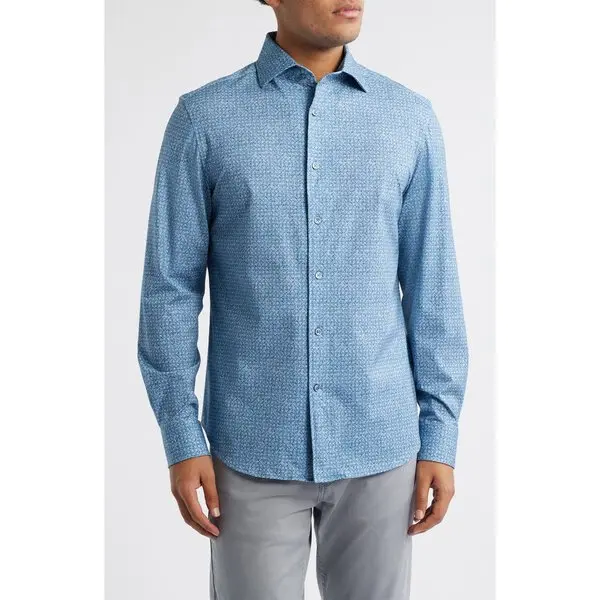 Bugatchi Ooohcotton® Devon Abstract Print Button-up Shirt - Cobalt