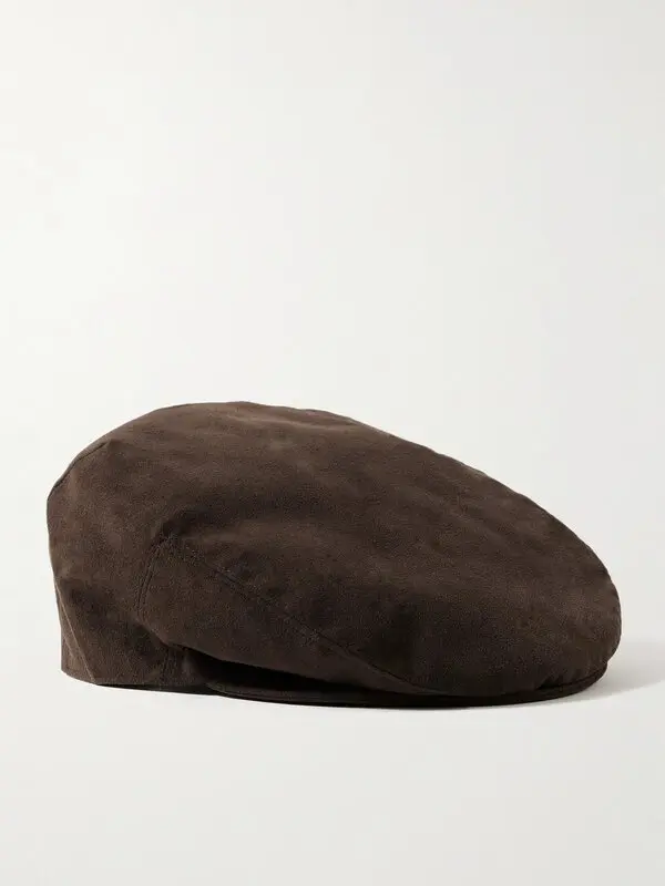 Purdey Litton Alcantara® Flat Cap - Brown