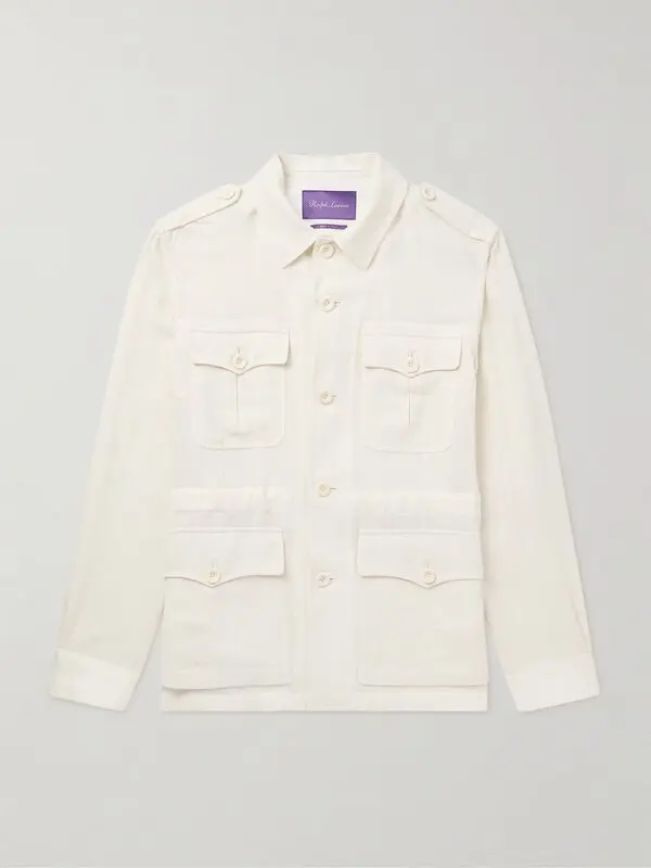 Ralph Lauren Purple Label Linen, Cotton And Silk-blend Overshirt
