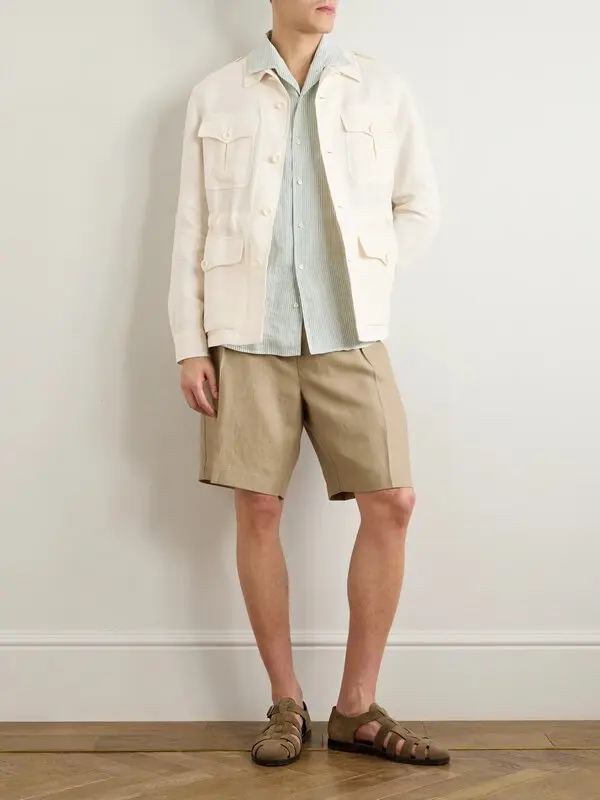 Ralph Lauren Purple Label Linen, Cotton And Silk-blend Overshirt