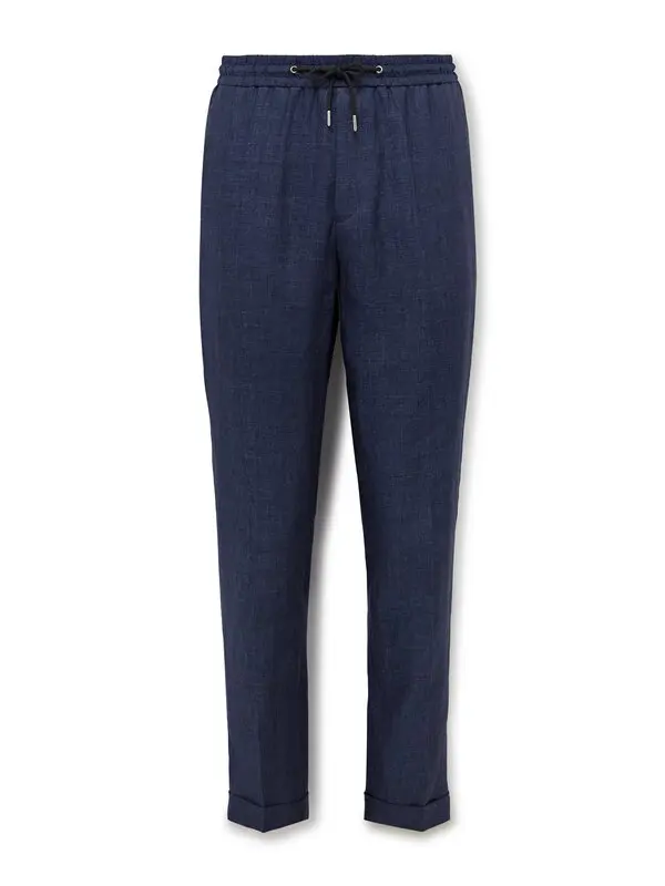 Paul Smith Tapered Linen Drawstring Trousers - Blue
