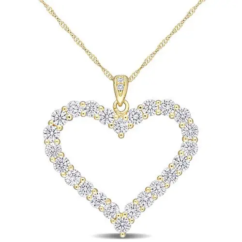 JULIANNA B. 2-2/5 Ct Dew Moissanite Heart Pendant Necklace - Yellow-plated