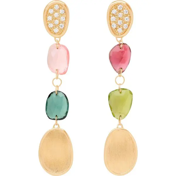 Marco Bicego Diamond And Tourmaline Drop Earrings - Gold