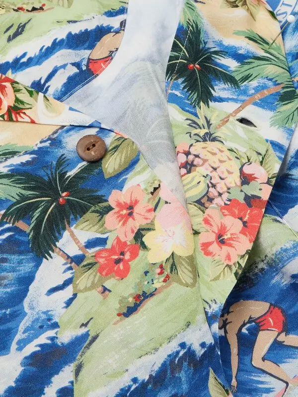 Polo Ralph Lauren Clady Convertible-collar Printed Poplin Shirt - Blue