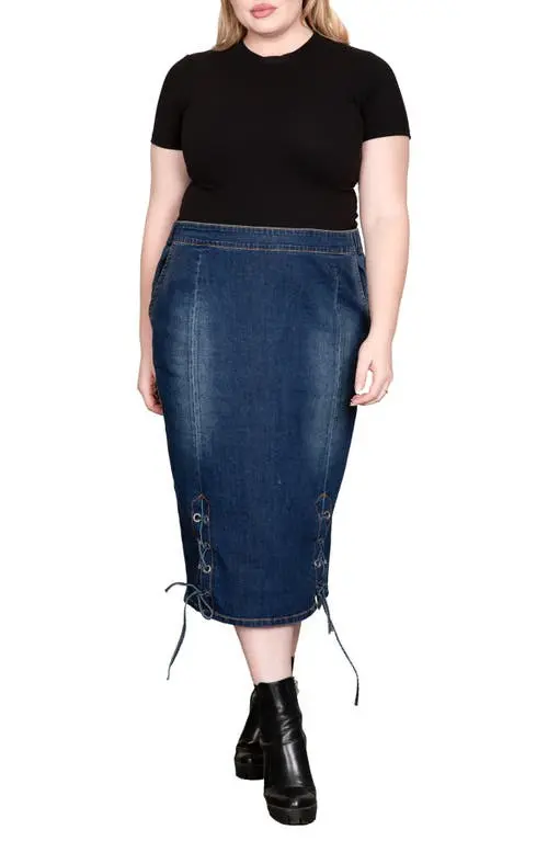 STANDARDS & PRACTICES High-waist Denim Pencil Skirt