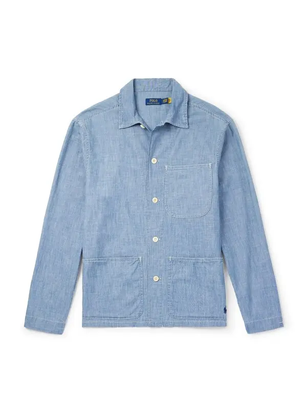 Ralph Lauren Logo-embroidered Cotton-chambray Shirt - Blue
