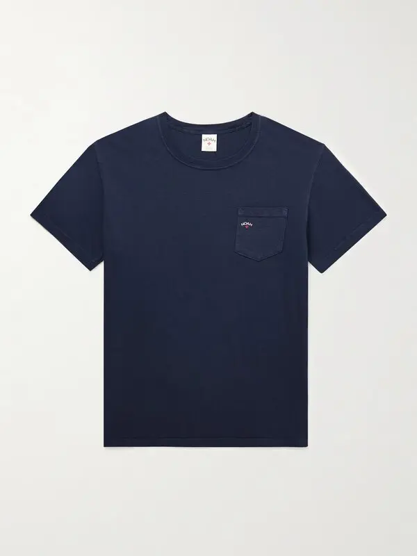 NOAH Core Logo-print Cotton-jersey T-shirt - Blue