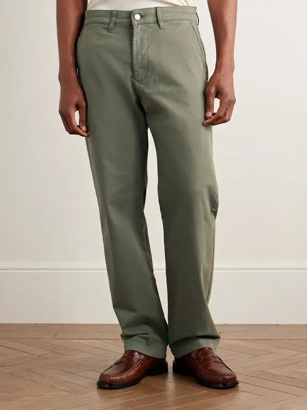 Nn07 Aden 1923 Straight-leg Organic Cotton-blend Twill Chinos - Green
