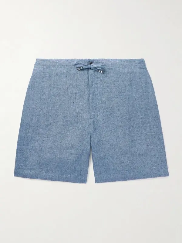 Mr P. Straight-leg Linen-chambray Drawstring Shorts