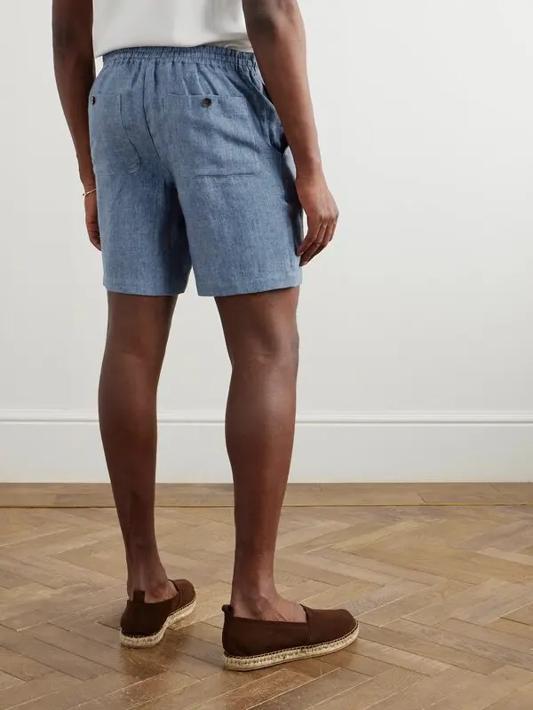 Mr P. Straight-leg Linen-chambray Drawstring Shorts
