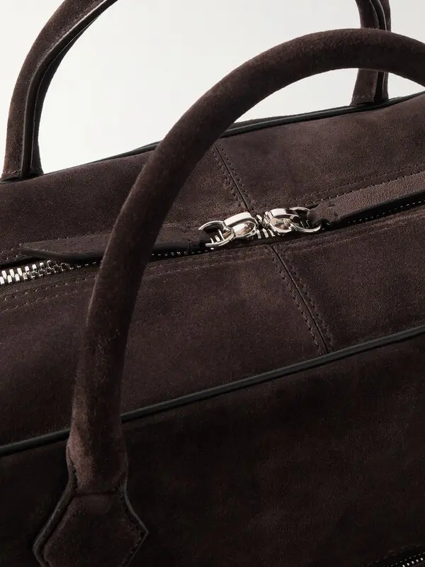 METIER Closer All Day Full-grain Leather-trimmed Suede Briefcase