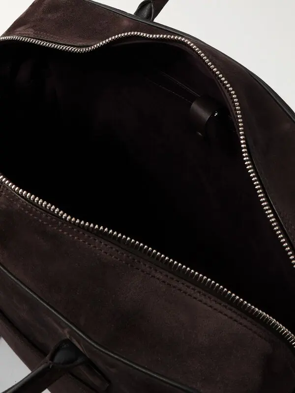 METIER Closer All Day Full-grain Leather-trimmed Suede Briefcase