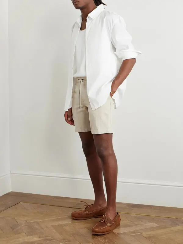 Mr P. Straight-leg Linen And Cotton-blend Shorts
