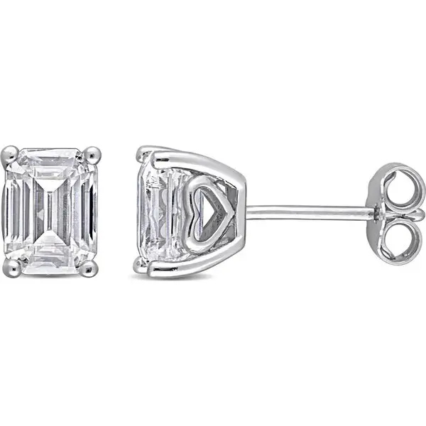 JULIANNA B. Moissanite Emerald Cut Stud Earrings - Sterling Silver