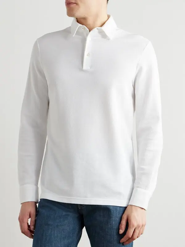 Loro Piana Cotton-piqué Polo Shirt - White