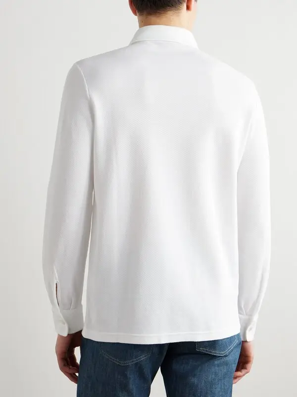 Loro Piana Cotton-piqué Polo Shirt - White